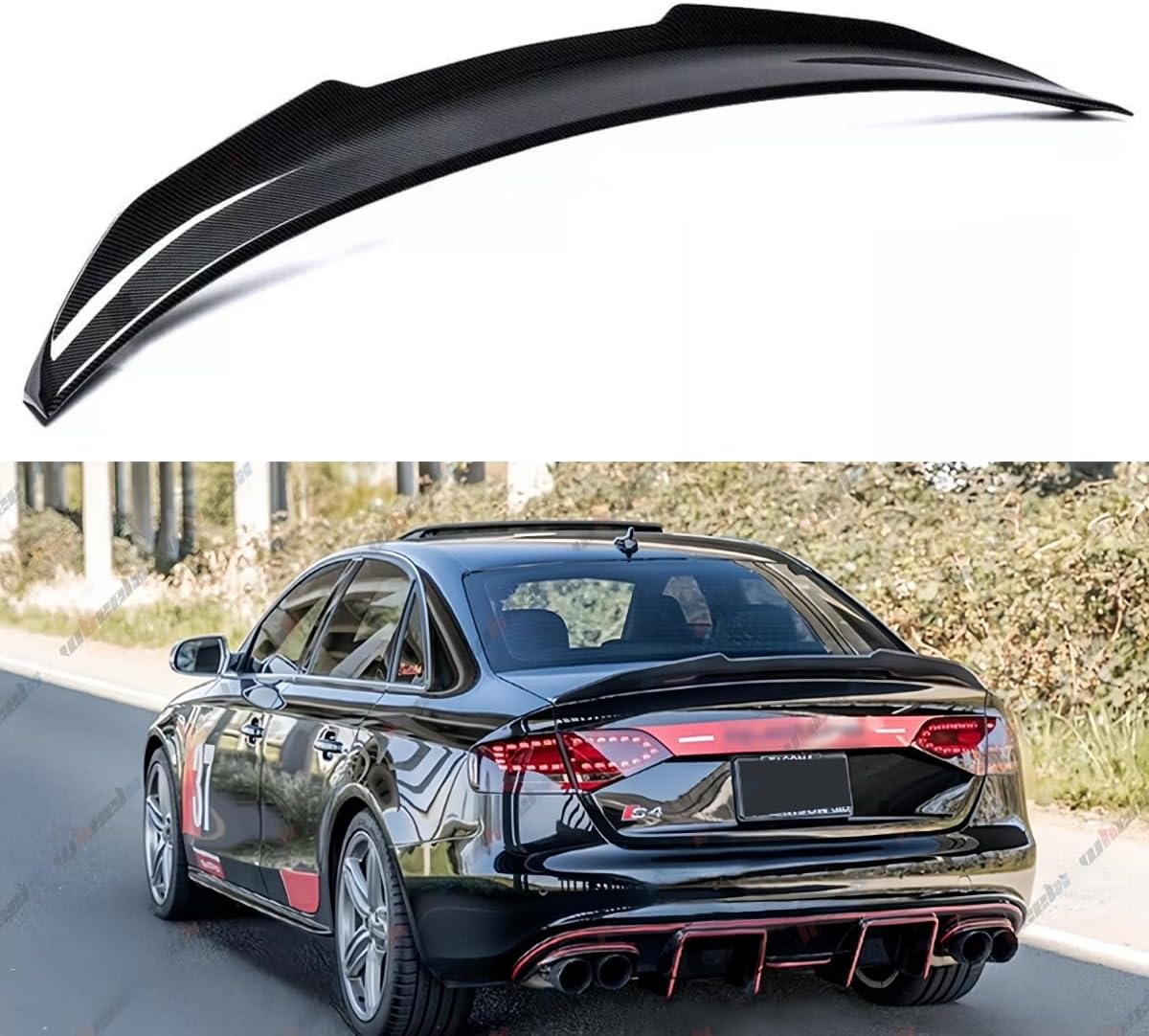 Rear Spoiler Compatible with 2008-2012 Audi A4, PSM Style High Kick Fi ...