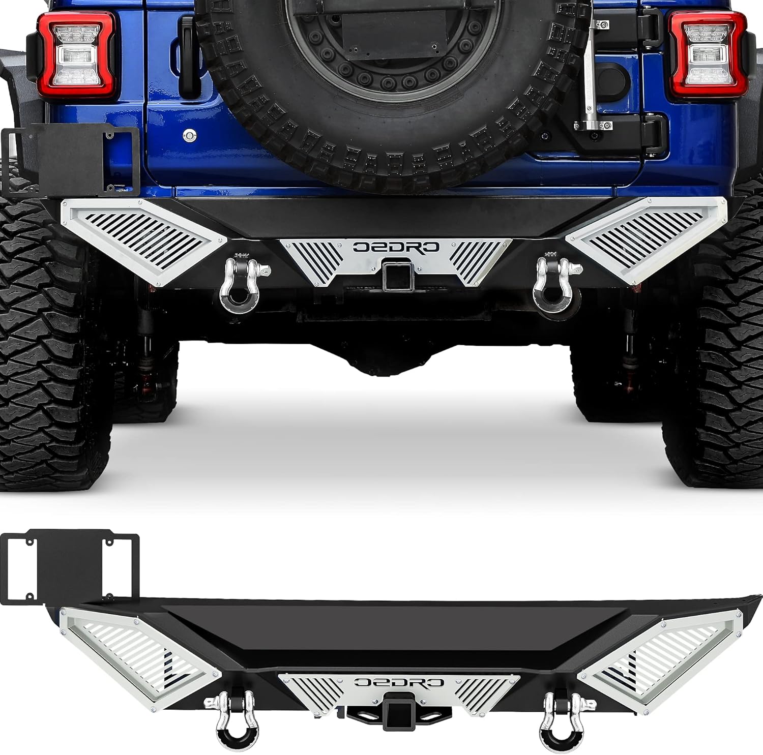 OEDRO Rear Bumper Combo Compatible with 2018-2025 Jeep Wrangler JL & U ...